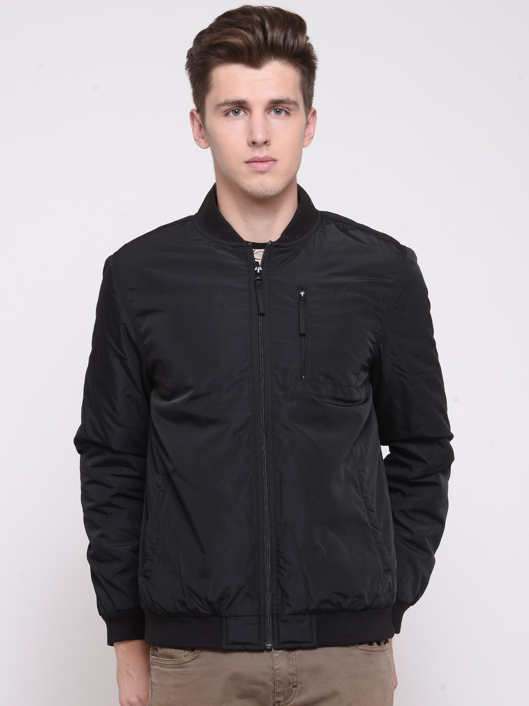 Buy John Players Men Black Solid Bomber Jacket - Jackets for Men ...