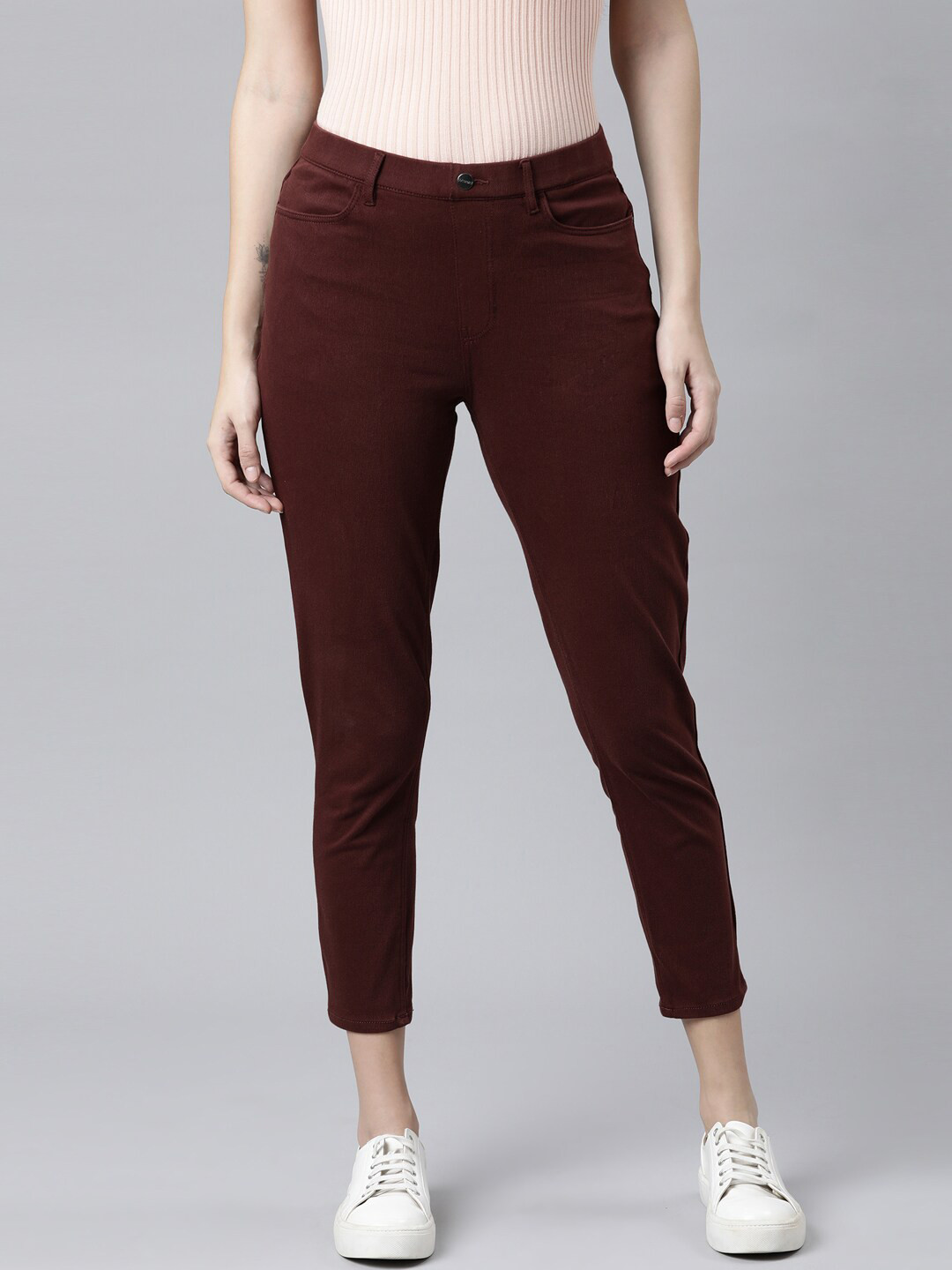 Buy Go Colors Women Maroon Slim Fit Jeggings - Jeggings for Women ...
