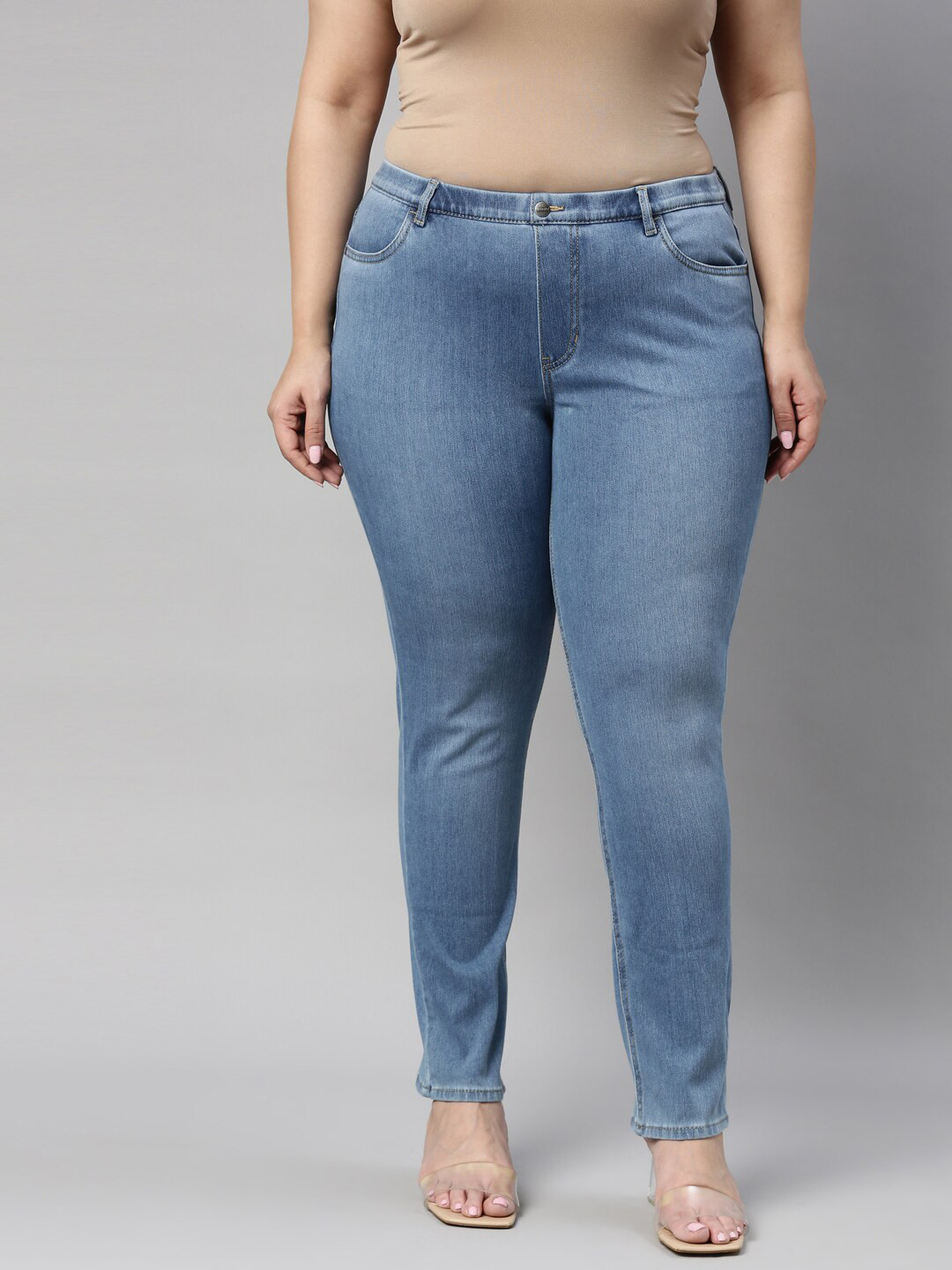 Buy Go Colors Women Blue Plus Size Slim Fit Jeggings - Jeggings for ...