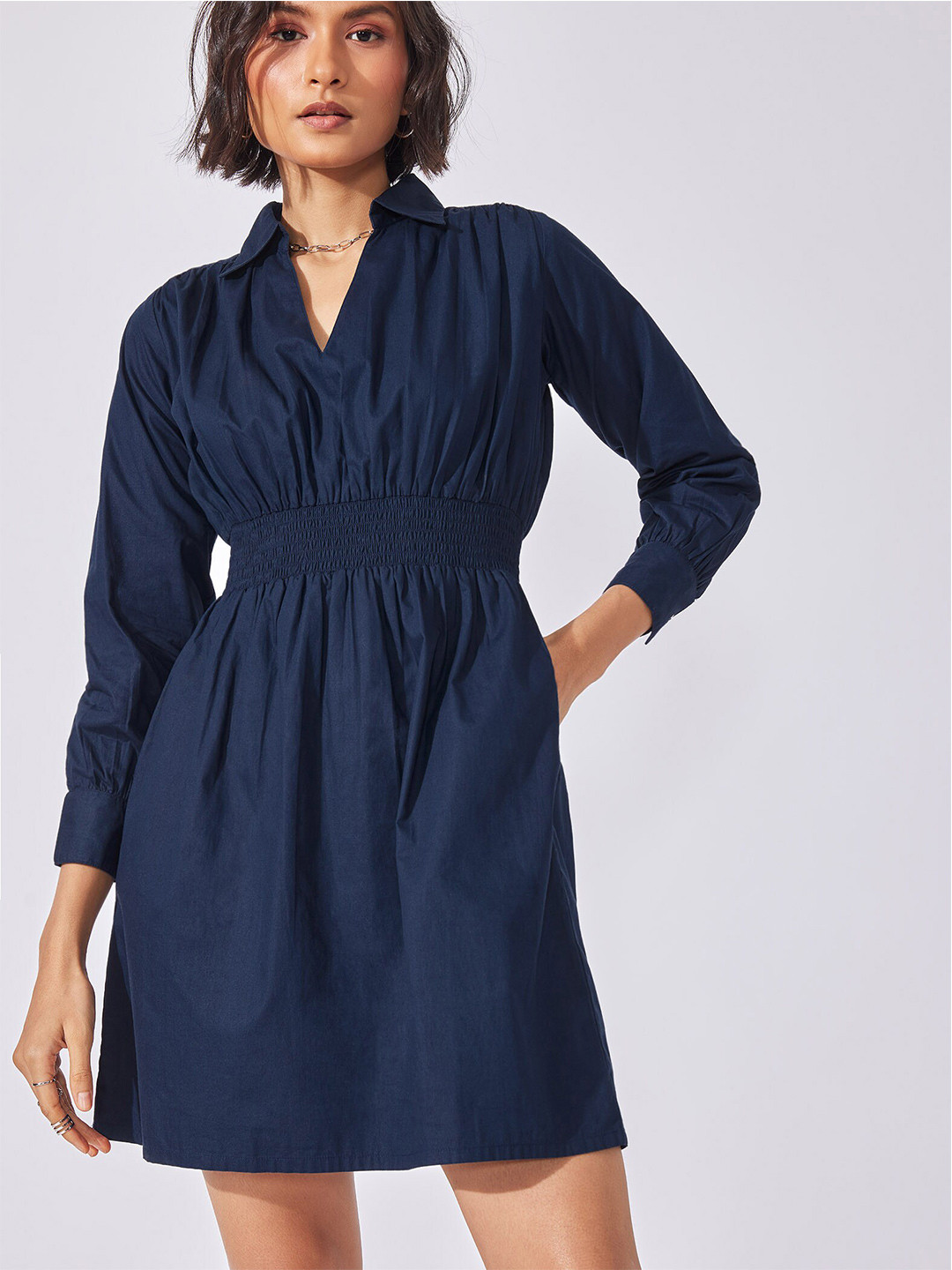 Buy The Label Life Women Navy Blue Cotton Dress - Dresses for Women ...