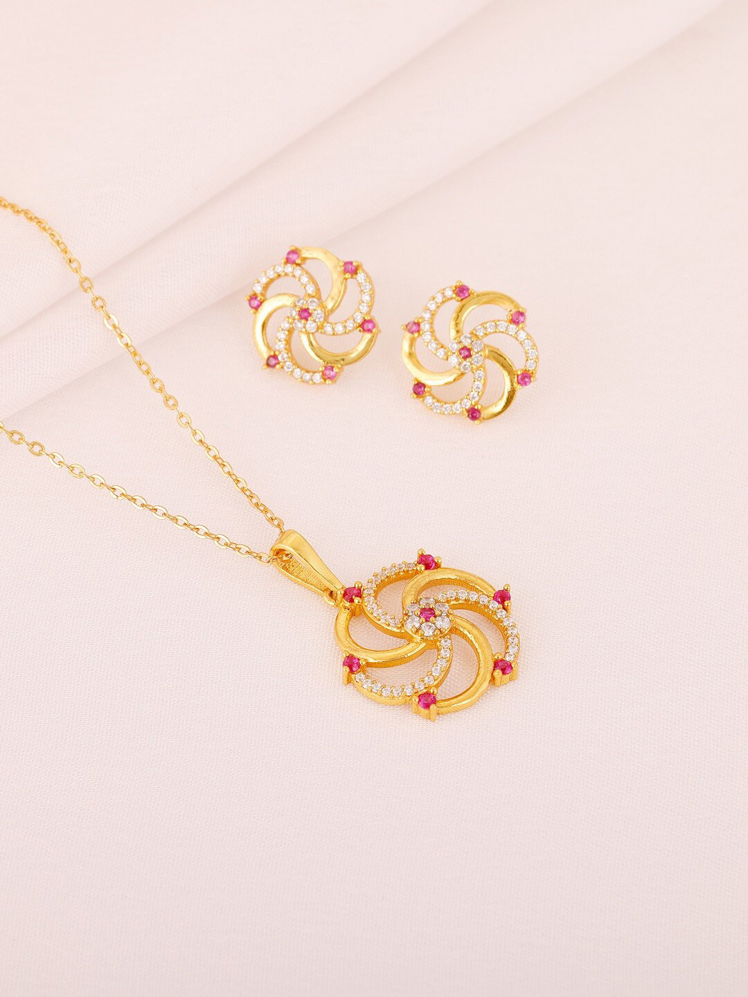 Buy GIVA Gold & White 925 Gold Plated Sterling Silver Stone Studded ...