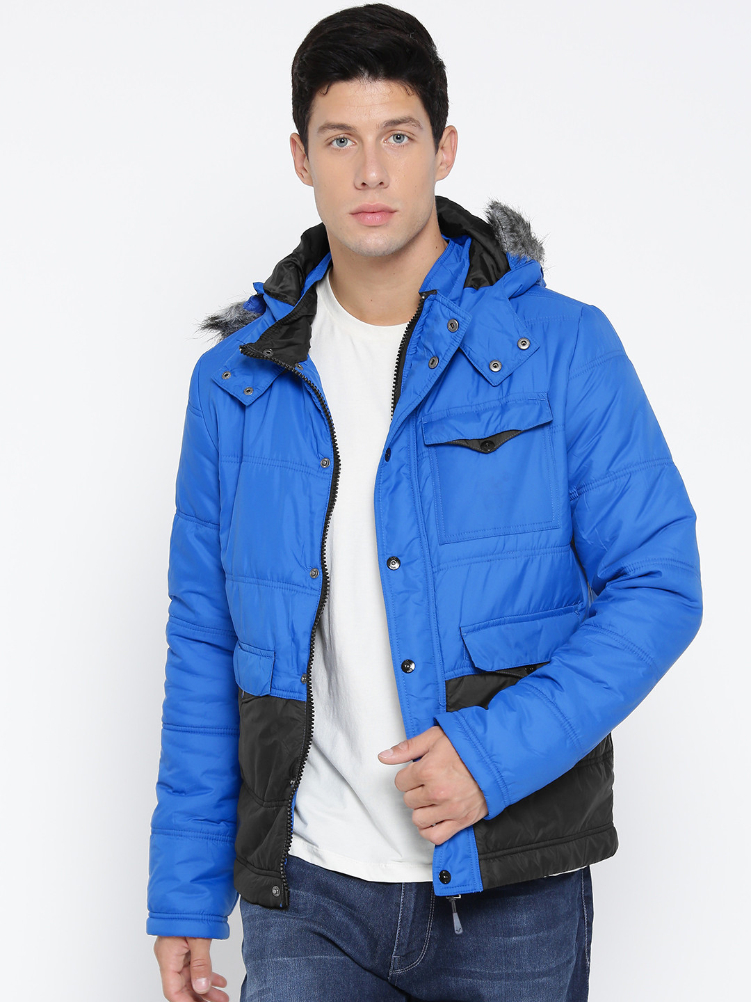 Buy Voi Jeans Men Blue Solid Padded Jacket - Jackets for Men 2077949 ...