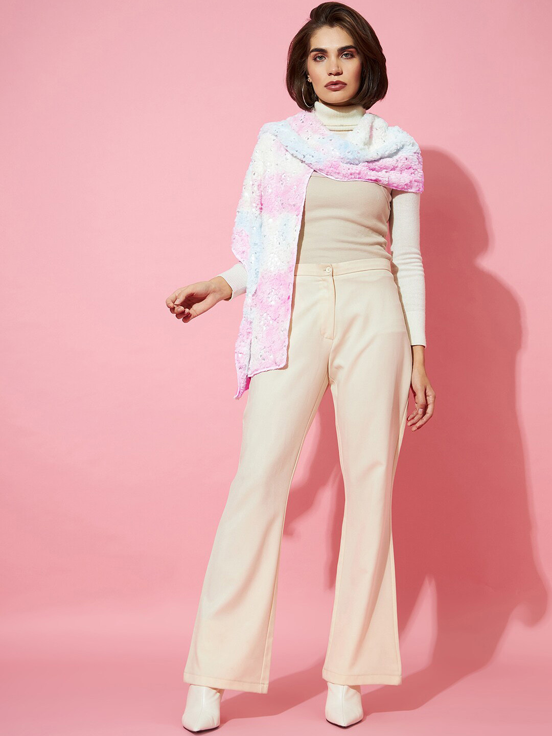 Buy Athena Women Pink & Blue Heart Design Acrylic Muffler - Mufflers ...