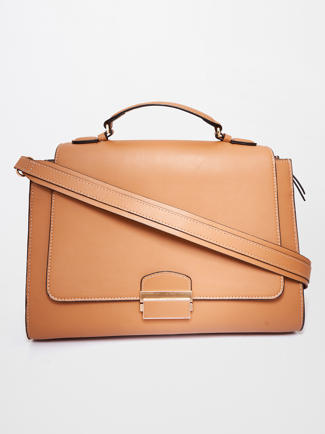 Buy AND Tan PU Structured Solid Satchel - Handbags for Women 20783756 ...