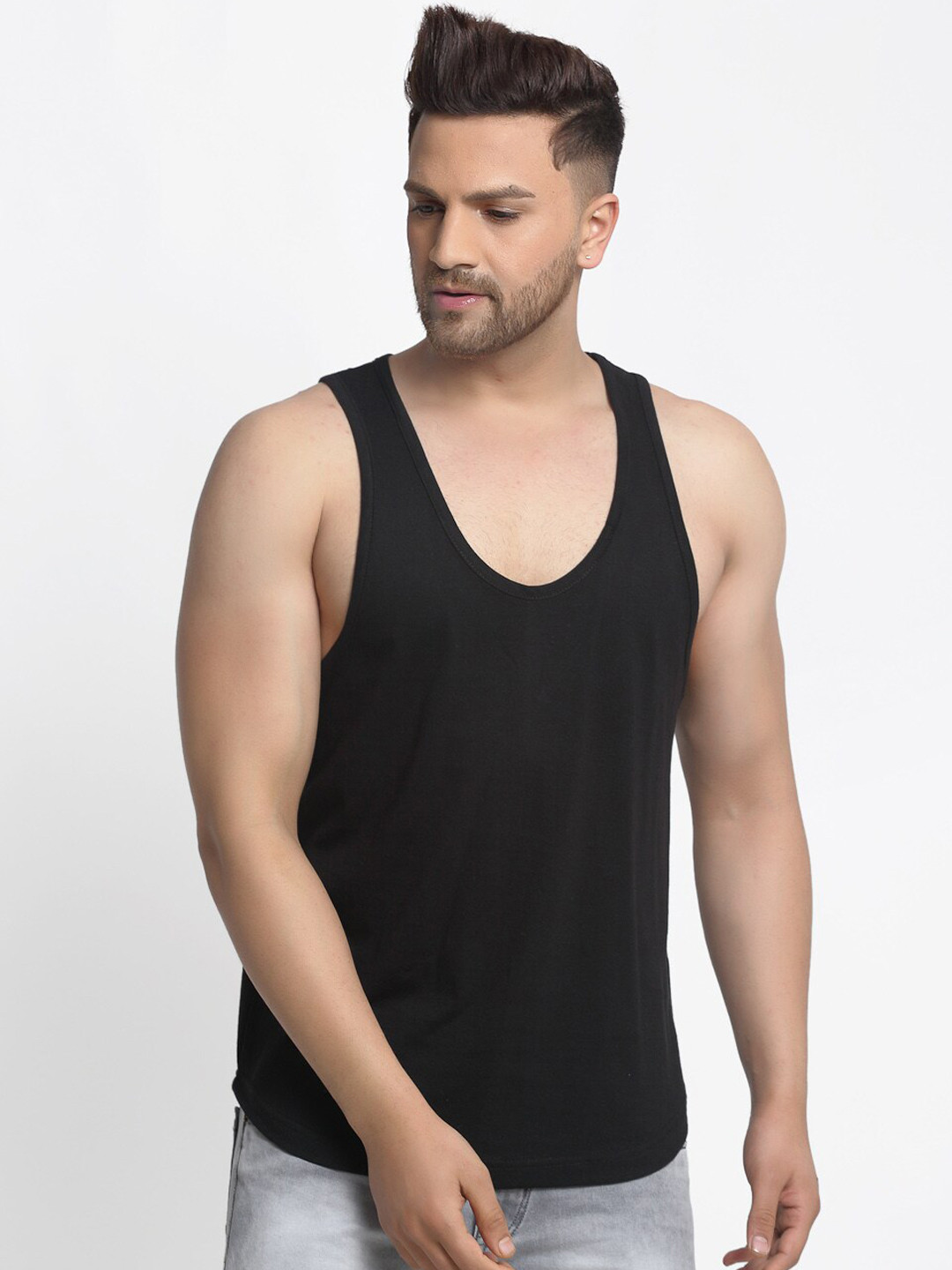 Buy Friskers Men Black Solid Innerwear Vests - Innerwear Vests for Men ...