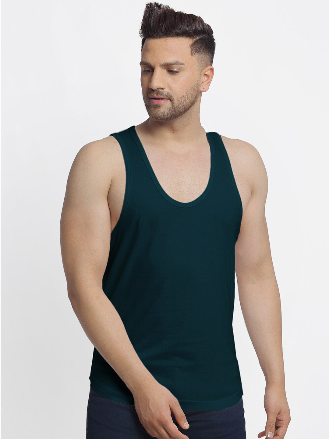 Buy Friskers Men Blue Solid Innerwear Vests - Innerwear Vests for Men ...