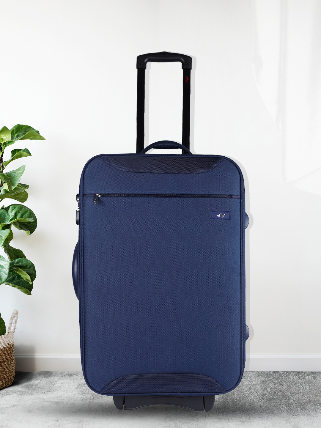 Buy Fly Navy Blue Solid Soft Sided Trolley Bag - Trolley Bag for Unisex ...