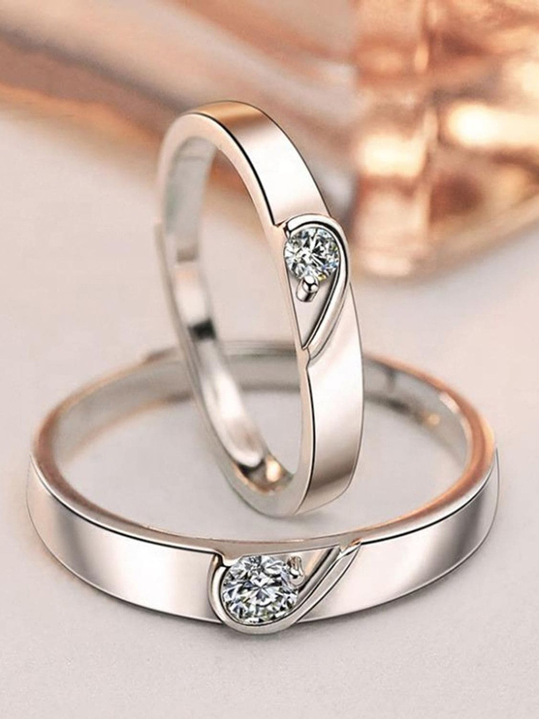 Buy Fashion Frill Set Of 2 Silver Plated White Crystal Heart Design ...