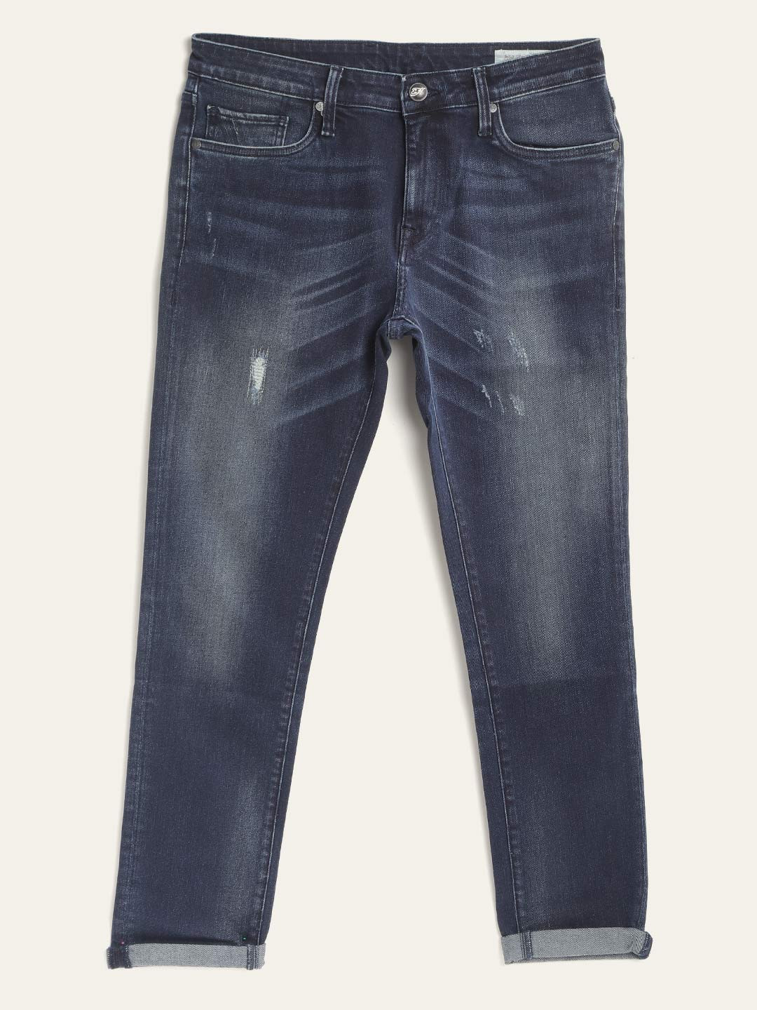 Buy Ed Hardy Men Navy Blue Super Slim Fit Low Distress Light Fade ...