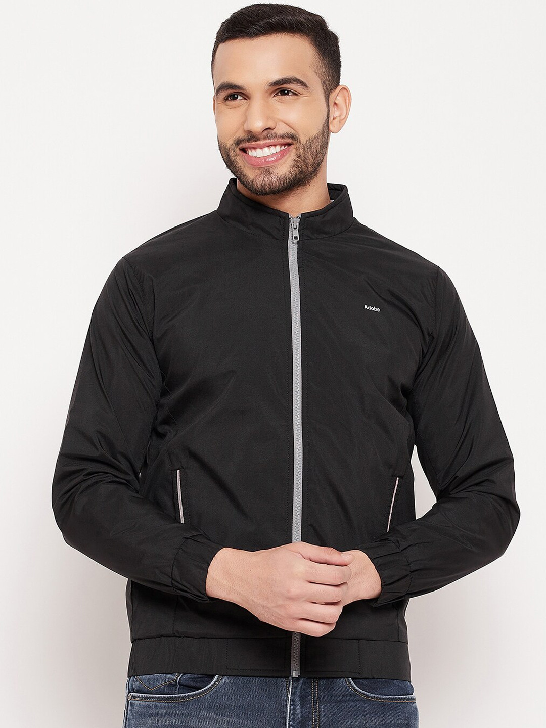 Buy Adobe Men Black Lightweight Bomber Jacket - Jackets for Men ...