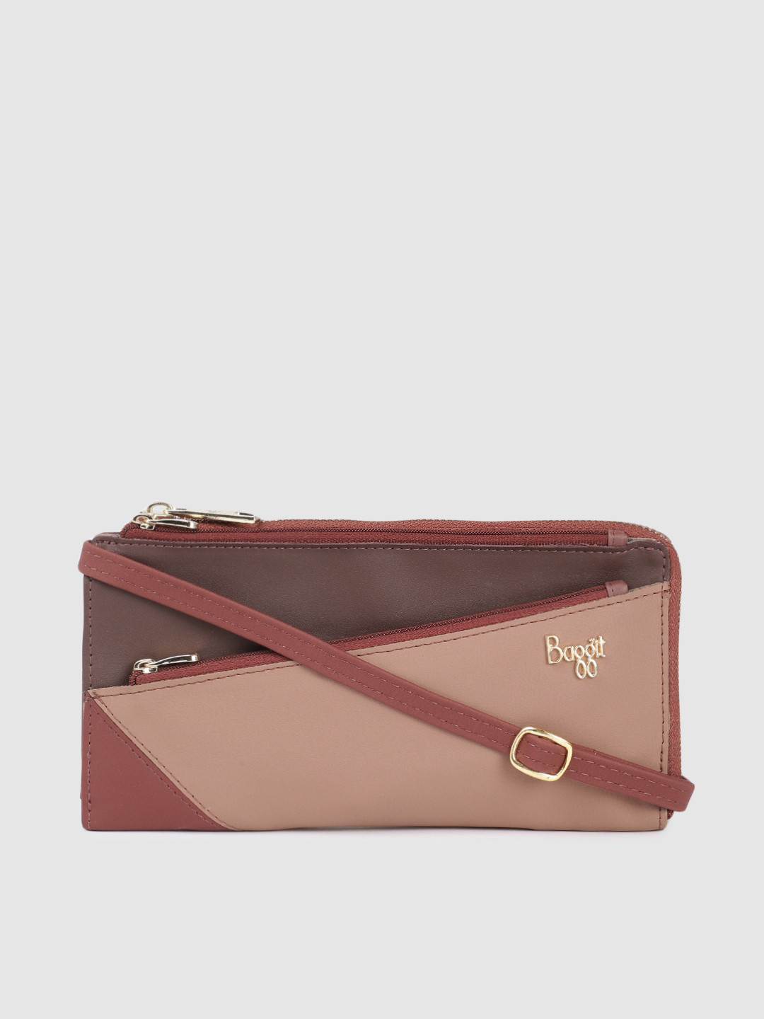 Buy Baggit Women Colourblocked PU Zip Around Wallet With SIM Card ...