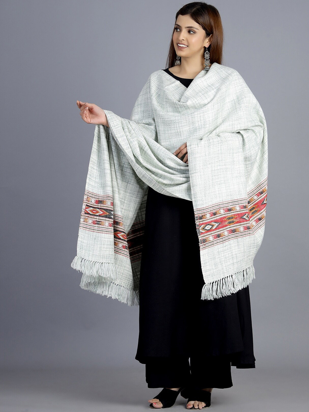 Buy HANDICRAFT PALACE Women Blue Woven Design Shawl - Shawl for Women ...