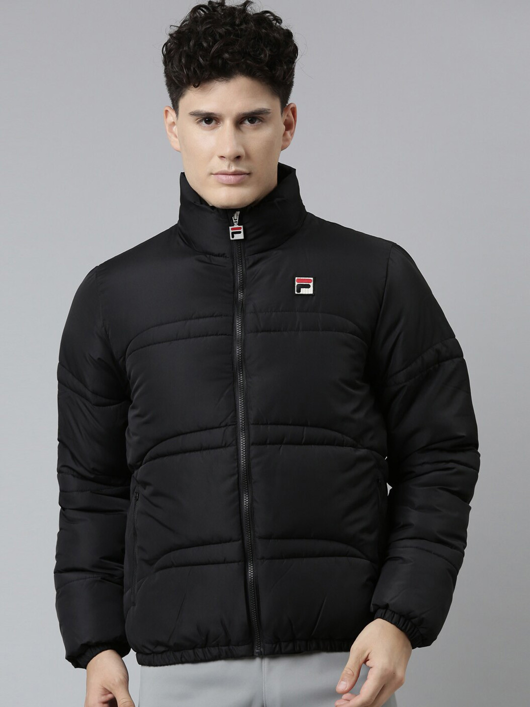 Buy FILA Men Black Padded Jacket - Jackets for Men 20800692 | Myntra