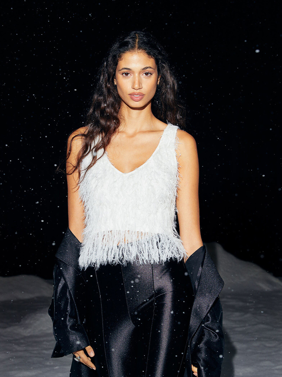 Buy H&M Women White Fluffy Fringe Knit Top - Tops for Women 20802448 ...