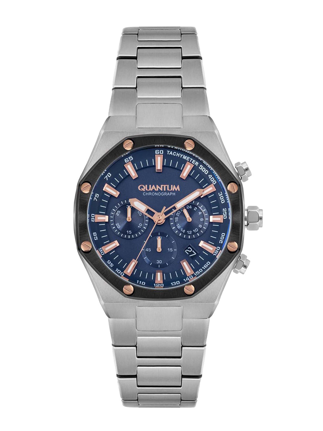 Buy Quantum Men Blue Dial & Silver Toned Stainless Steel Straps ...