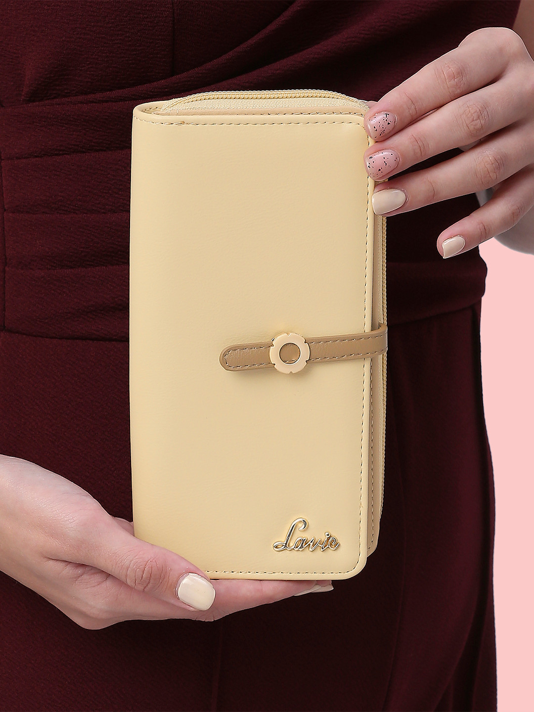 Buy Lavie Women Beige Zip Around Wallet - Wallets for Women 20803626 ...