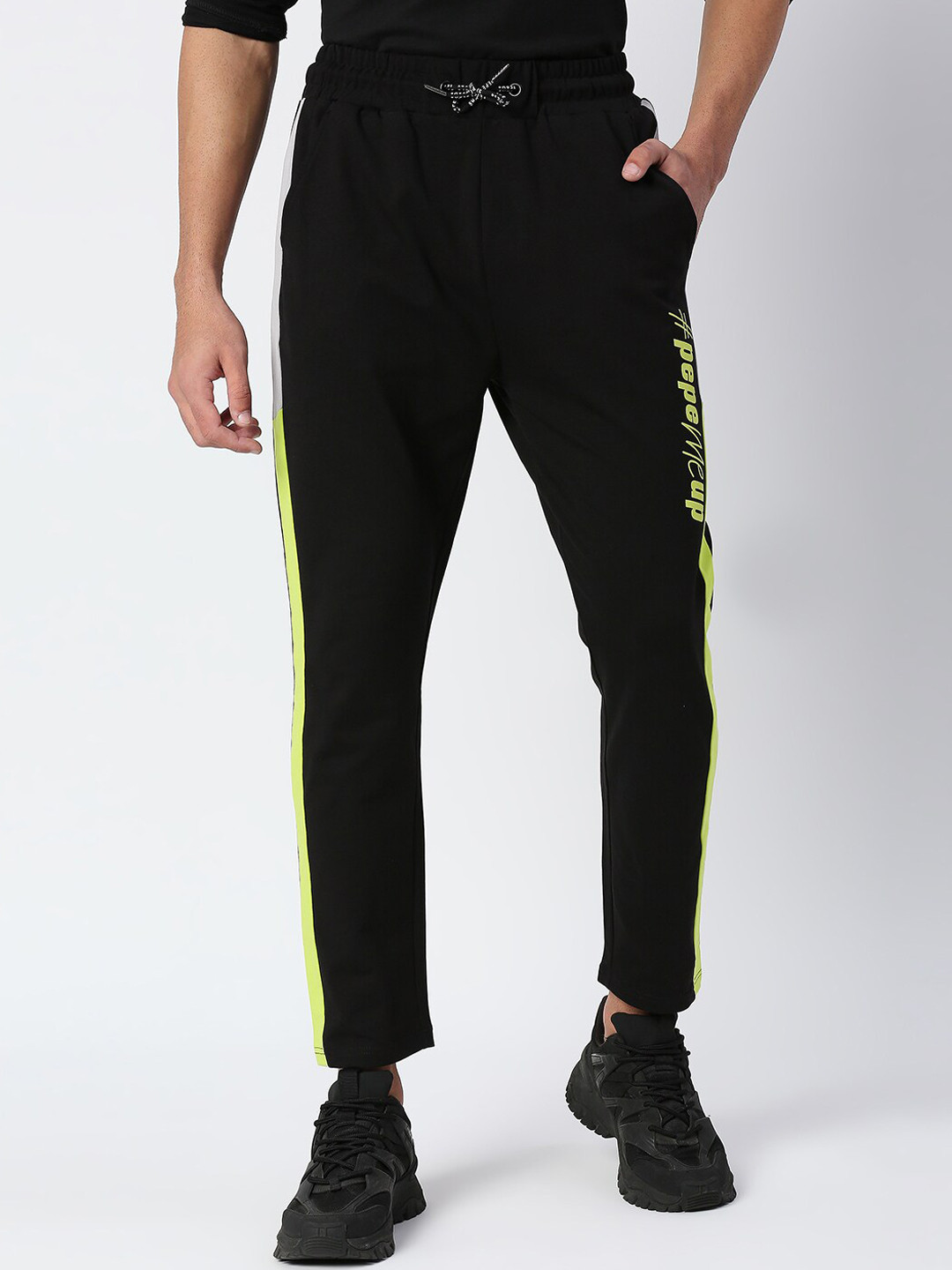 Buy Pepe Jeans Men Black Solid Slim Fit Track Pants - Track Pants for ...