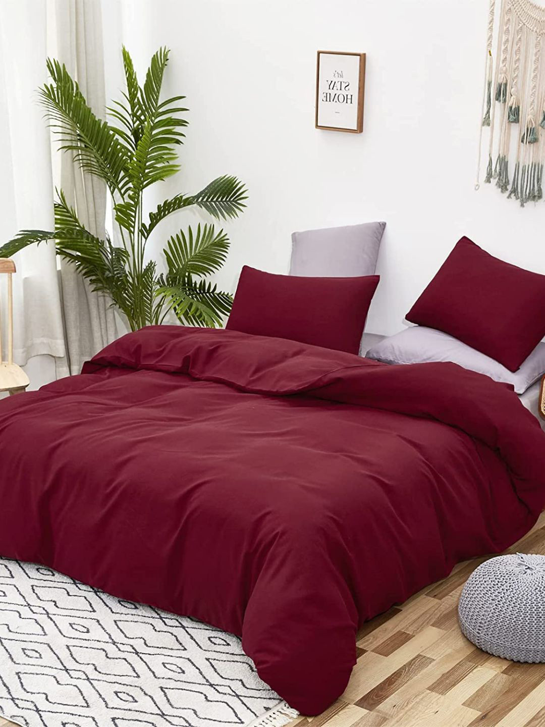 Buy Sleeping Owls Because Your Sleep Matters Maroon Solid Pure Cotton ...