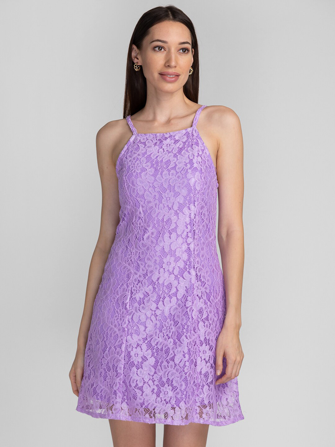 Buy Globus Women Lavender Lace A Line Dress - Dresses for Women ...