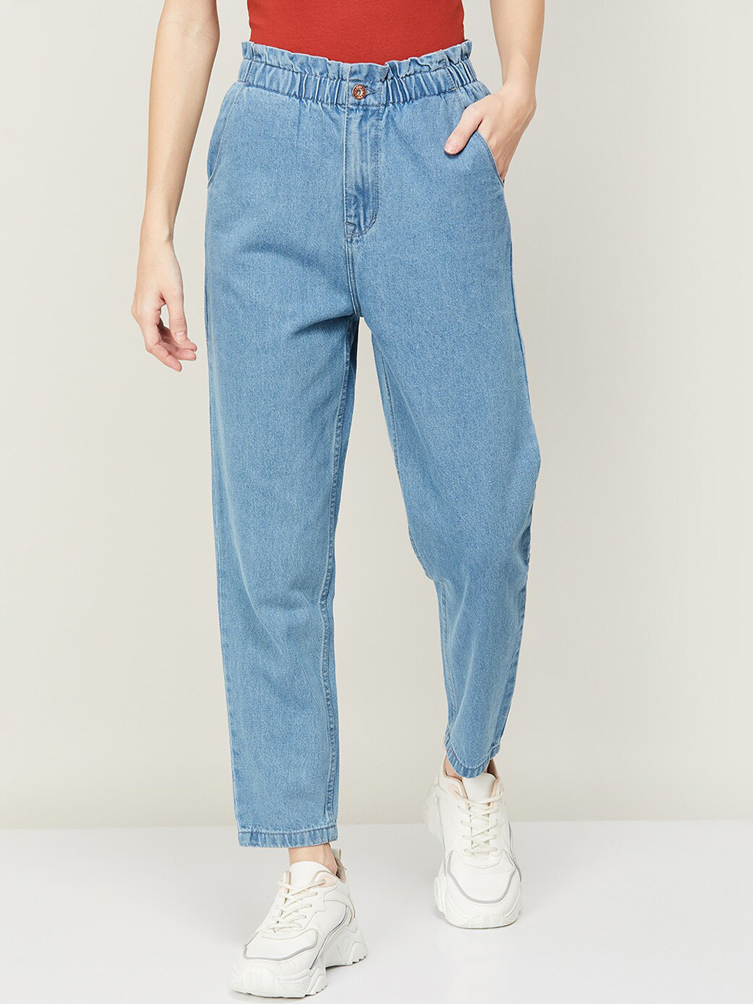 Buy Ginger By Lifestyle Women Blue High Rise Pure Cotton Jeans - Jeans ...