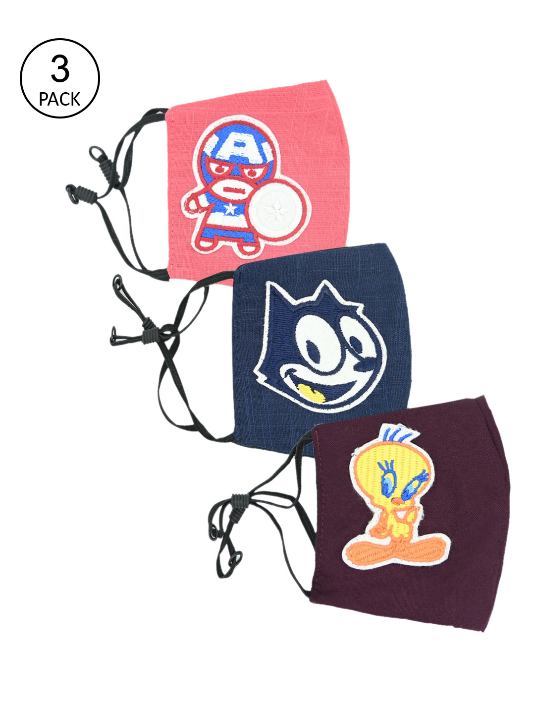 Buy Trend Arrest Kids Pack Of 3 Printed Reusable Masks - Outdoor Masks ...