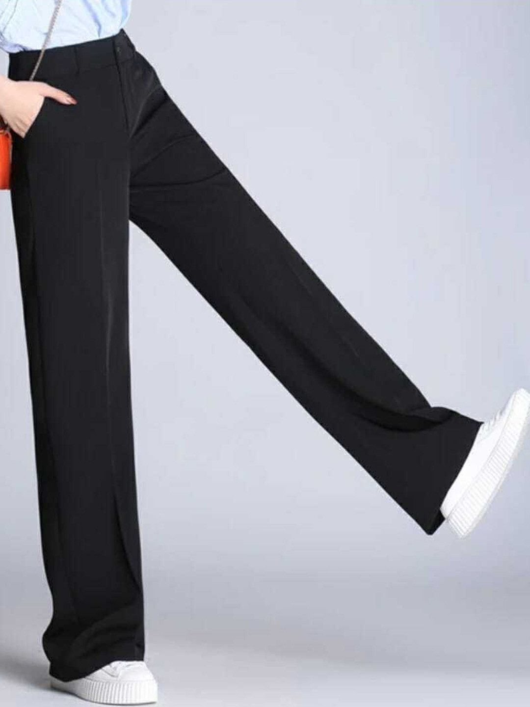Buy Next One Women Black Relaxed Straight Leg Loose Fit Stretchable ...
