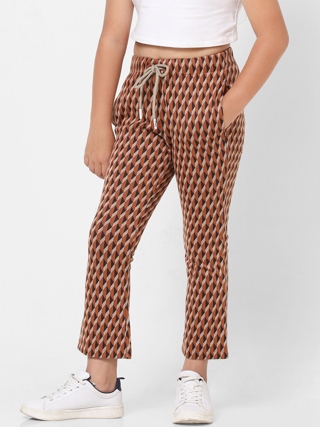 Buy KIDS ONLY Girls Brown Printed Track Pants - Track Pants for Girls ...