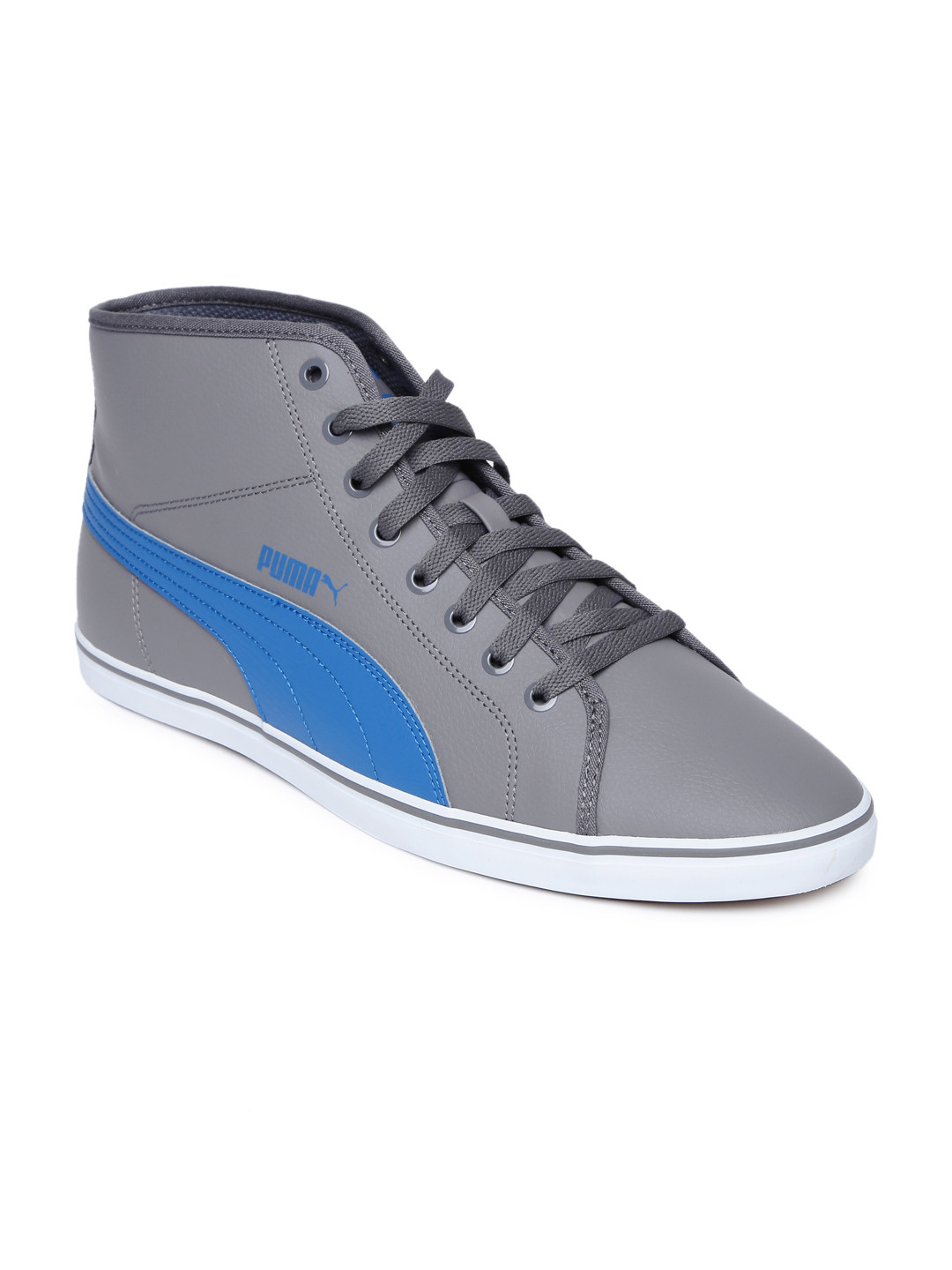 Buy Puma Men Grey Solid Synthetic Leather Elsu V2 Mid Top Sneakers ...