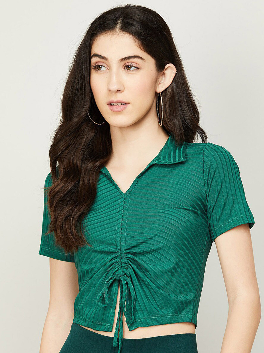 Buy Ginger By Lifestyle Green Fiited Crop Top - Tops for Women 20815734 ...