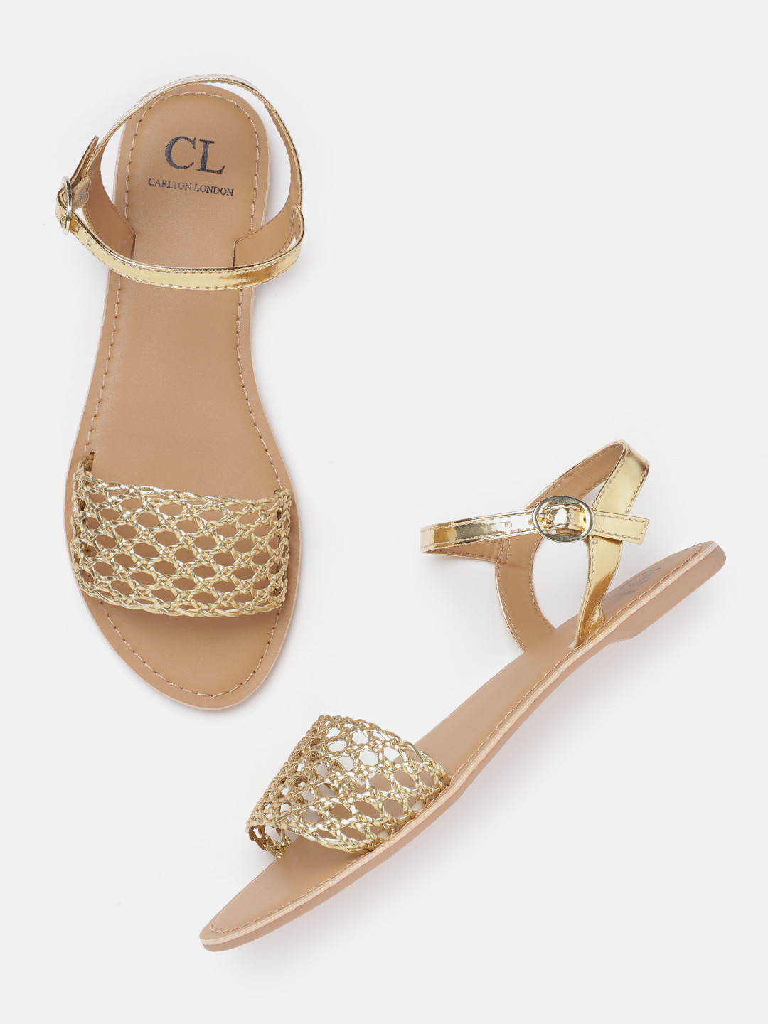 Buy Carlton London Women Woven Design Open Toe Flats - Flats for Women ...