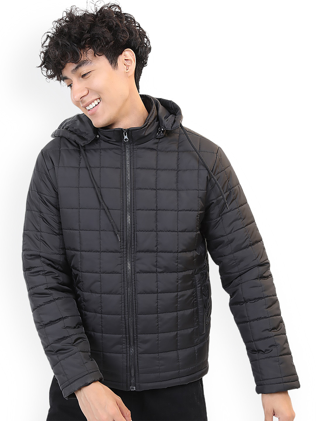 Buy HIGHLANDER Men Black Colourblocked Puffer Jacket With Patchwork ...