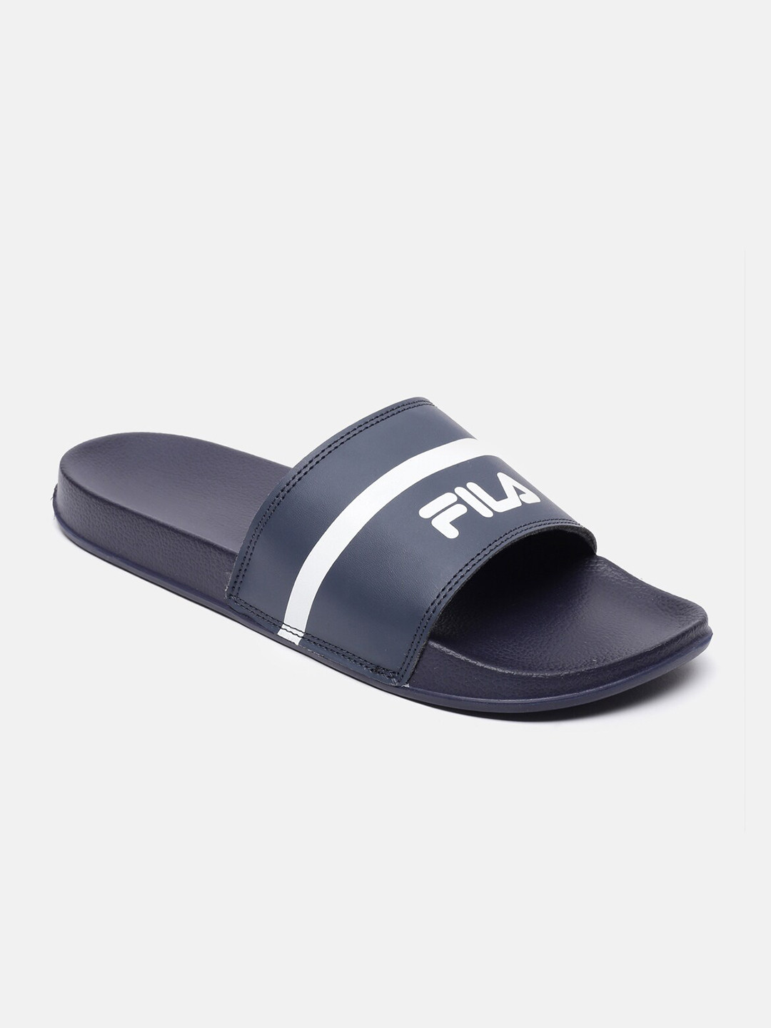 Buy FILA Men Blue & White Printed BARKON Sliders - Flip Flops for Men ...