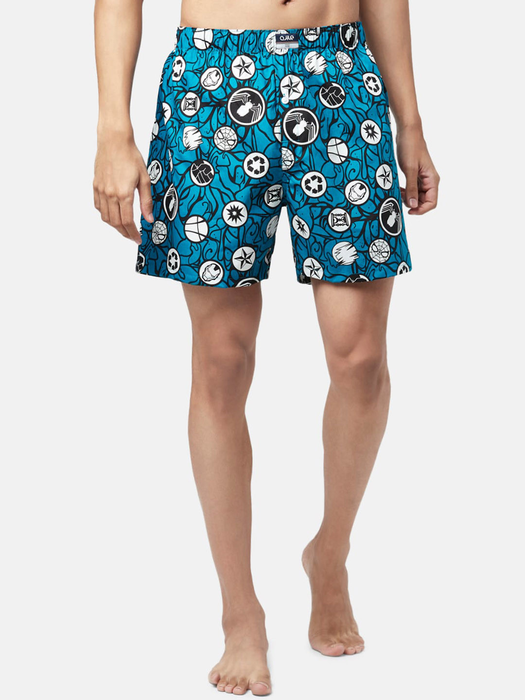 Buy Ajile By Pantaloons Men Teal Green & White Printed Pure Cotton ...