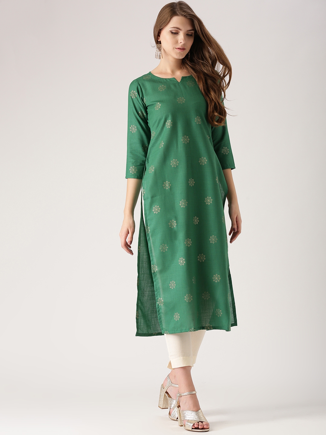 Buy Libas Women Green Printed Straight Kurta Kurtas For Women 2082287