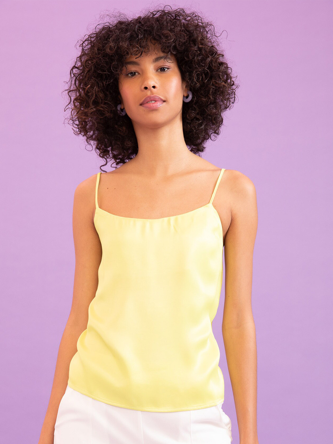 Buy DeFacto Women Fluorescent Green Shoulder Straps Top - Tops for ...