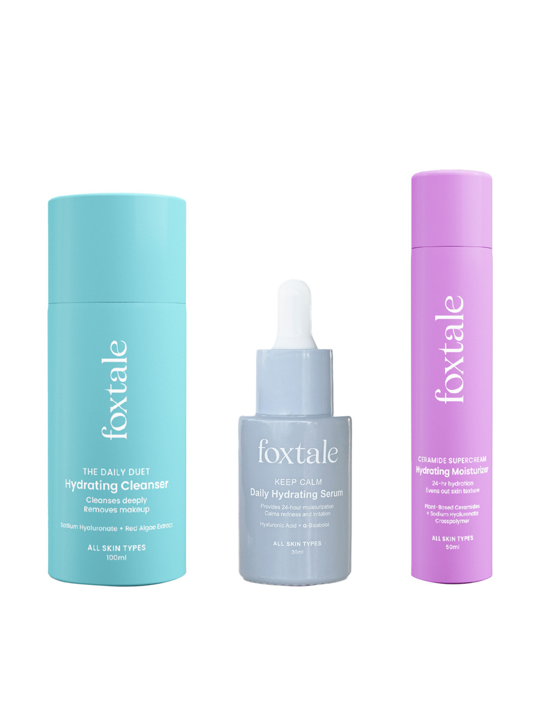 Buy FoxTale Skin Pumping Trio Face Wash 100ml + Hydration Serum 30ml + Moisturizer 50ml - Skin ...