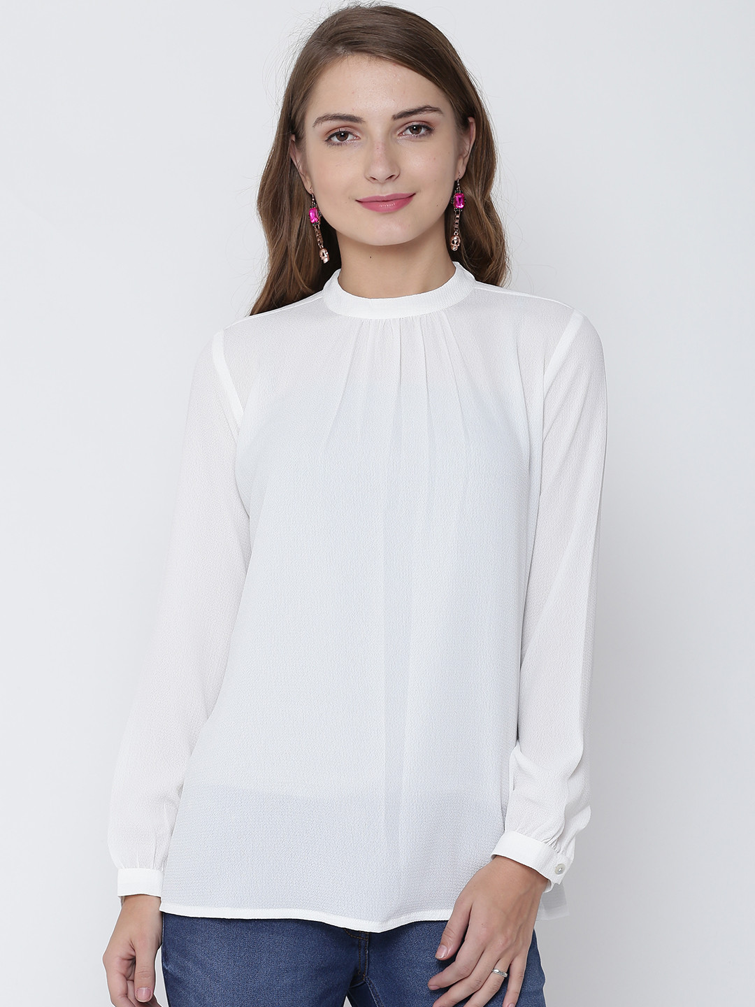 Buy AND Women White Solid Semi Sheer Top - Tops for Women 2082599 | Myntra