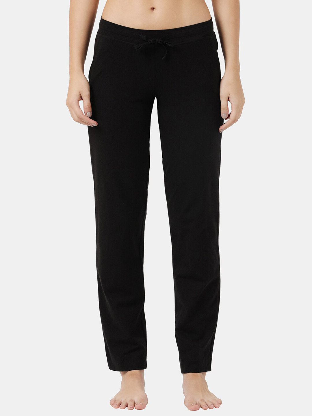Buy Jockey Women Black Solid Cotton Relaxed Fit Track Pants - Track ...