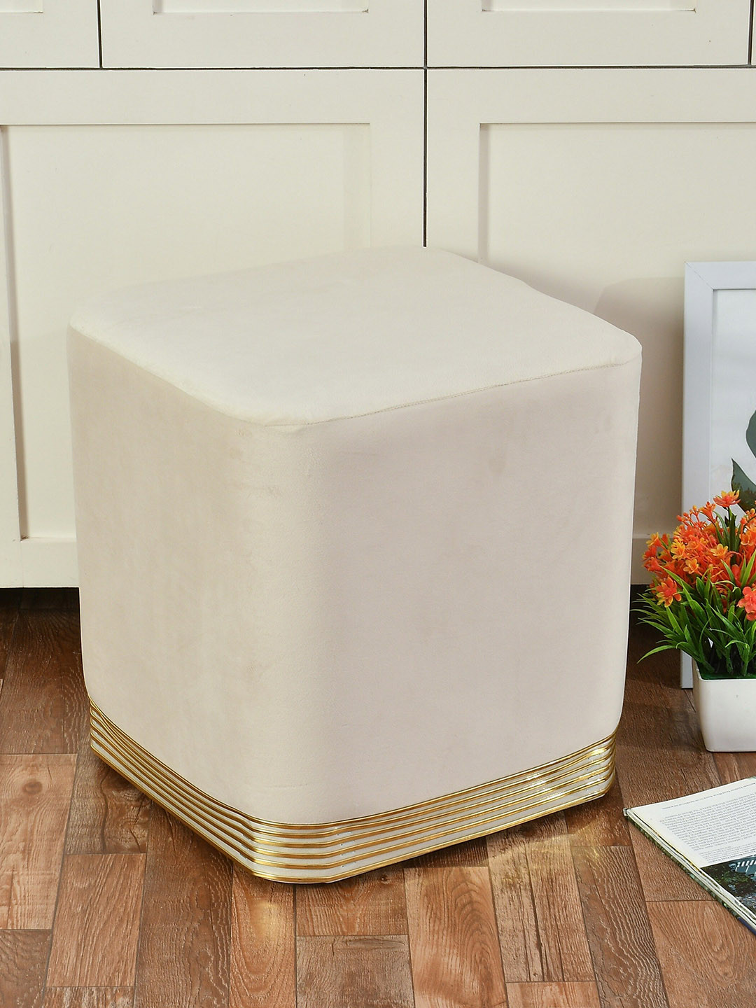Buy RIANCE CREATIONS Cream Coloured Solid Ottoman - Ottomans for Unisex ...