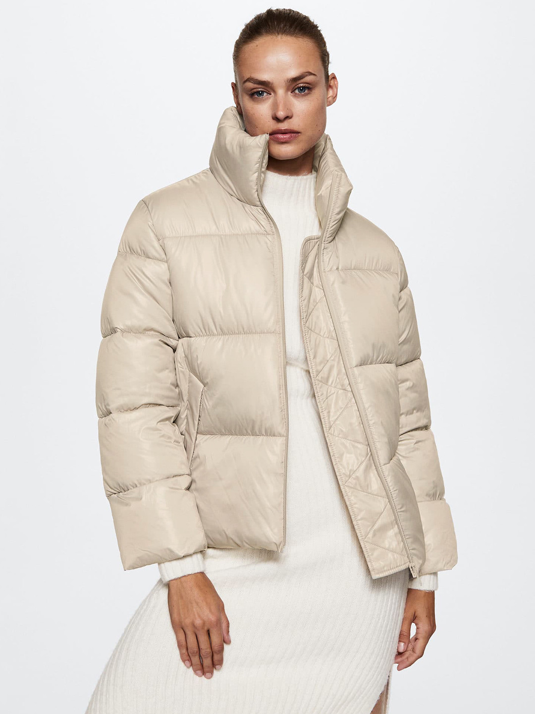 Buy MANGO Women Grey Sustainable Puffer Jacket - Jackets for Women ...