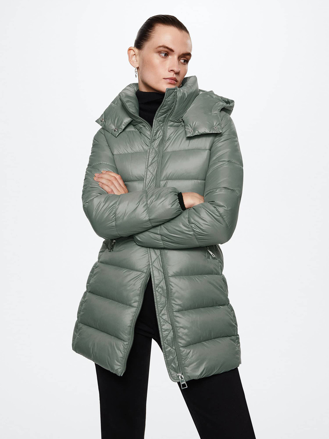 Buy MANGO Women Sustainable Longline Puffer Jacket - Jackets for Women ...