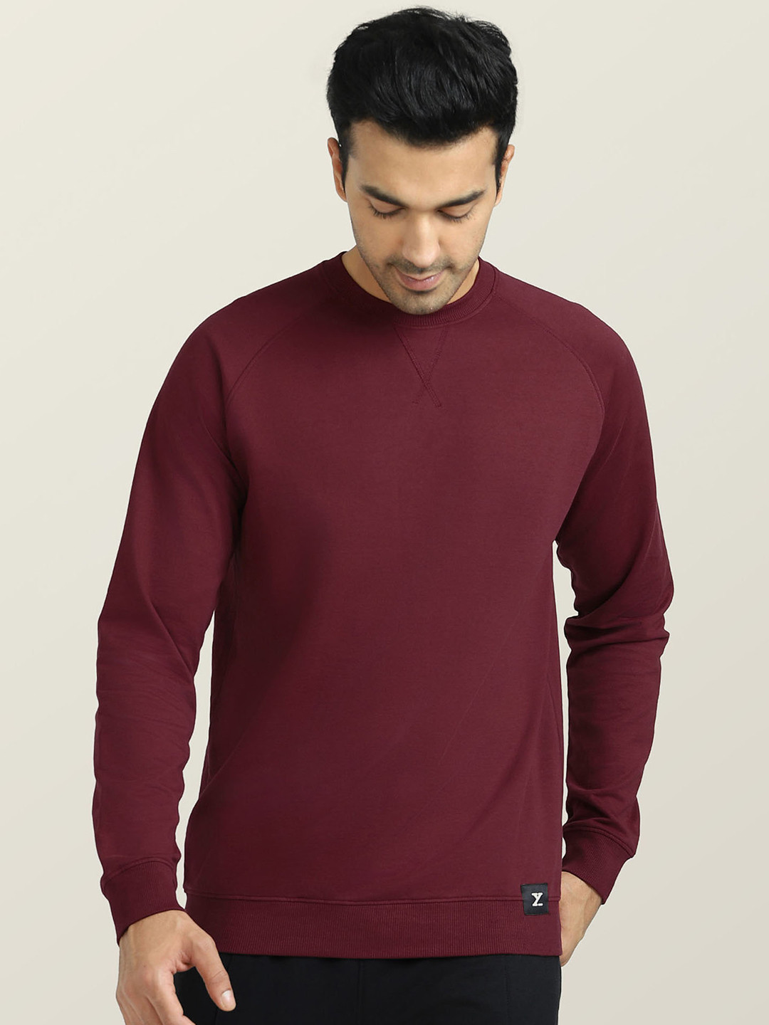 Buy XYXX Men Maroon Solid Cotton Antimicrobial Sweatshirt - Sweatshirts ...