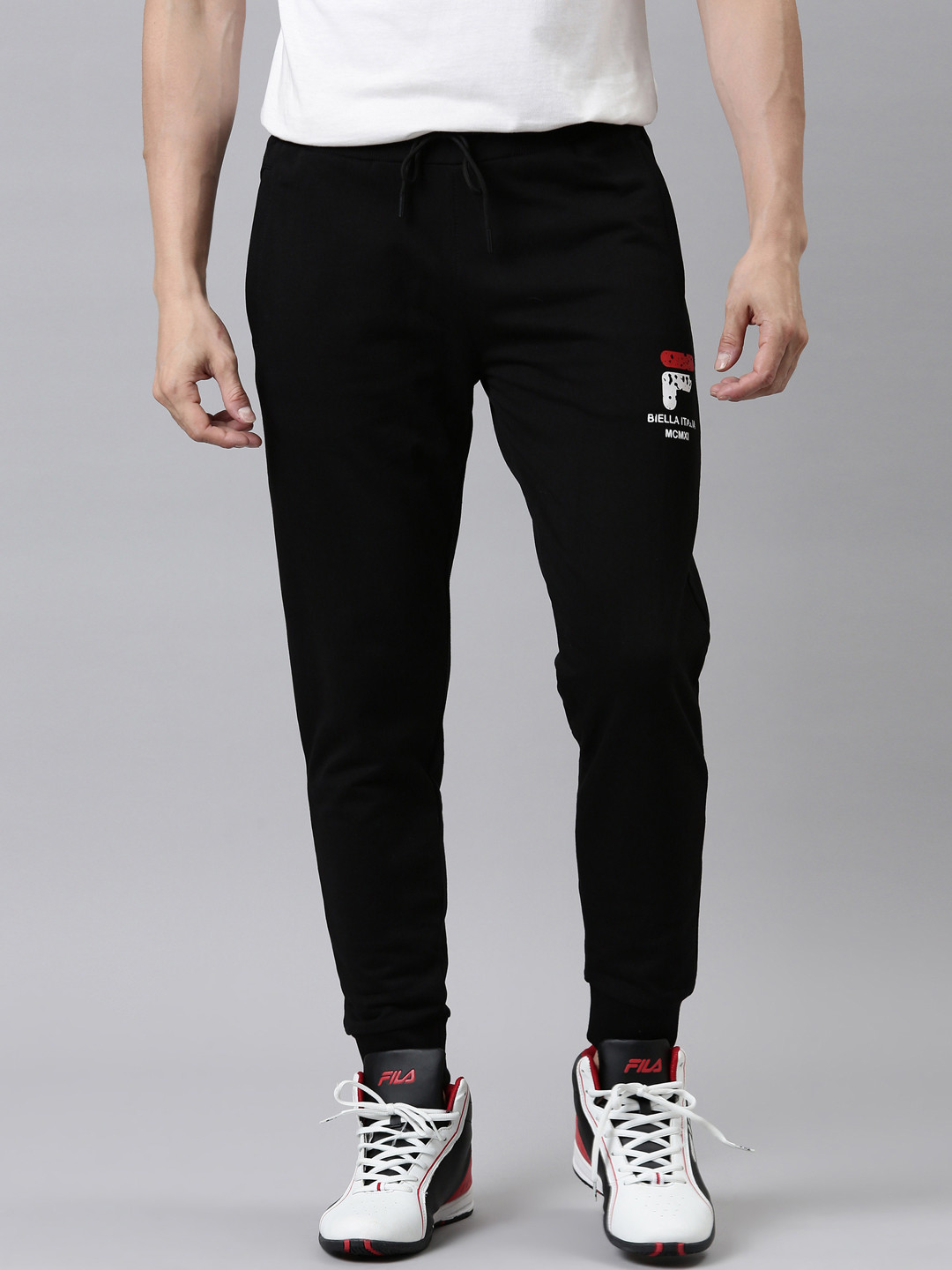 Buy FILA Men Black Solid NATE BLK Cotton Joggers - Track Pants for Men ...
