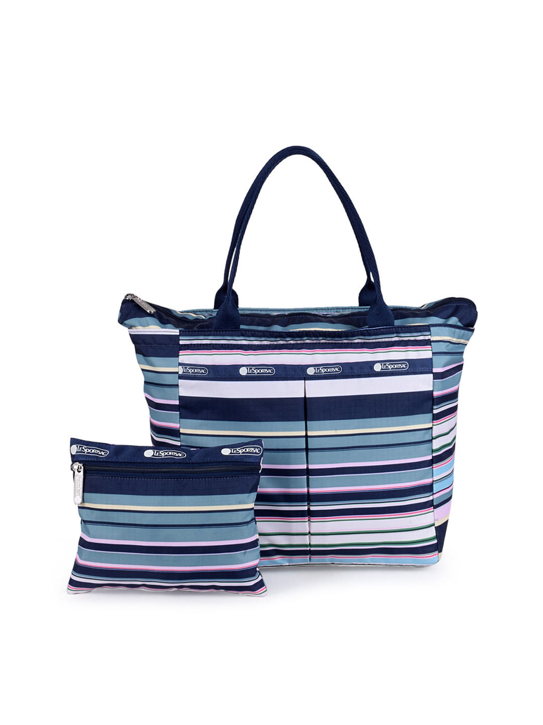 Buy LeSportsac Blue Striped PU Oversized Structured Handheld Bag ...