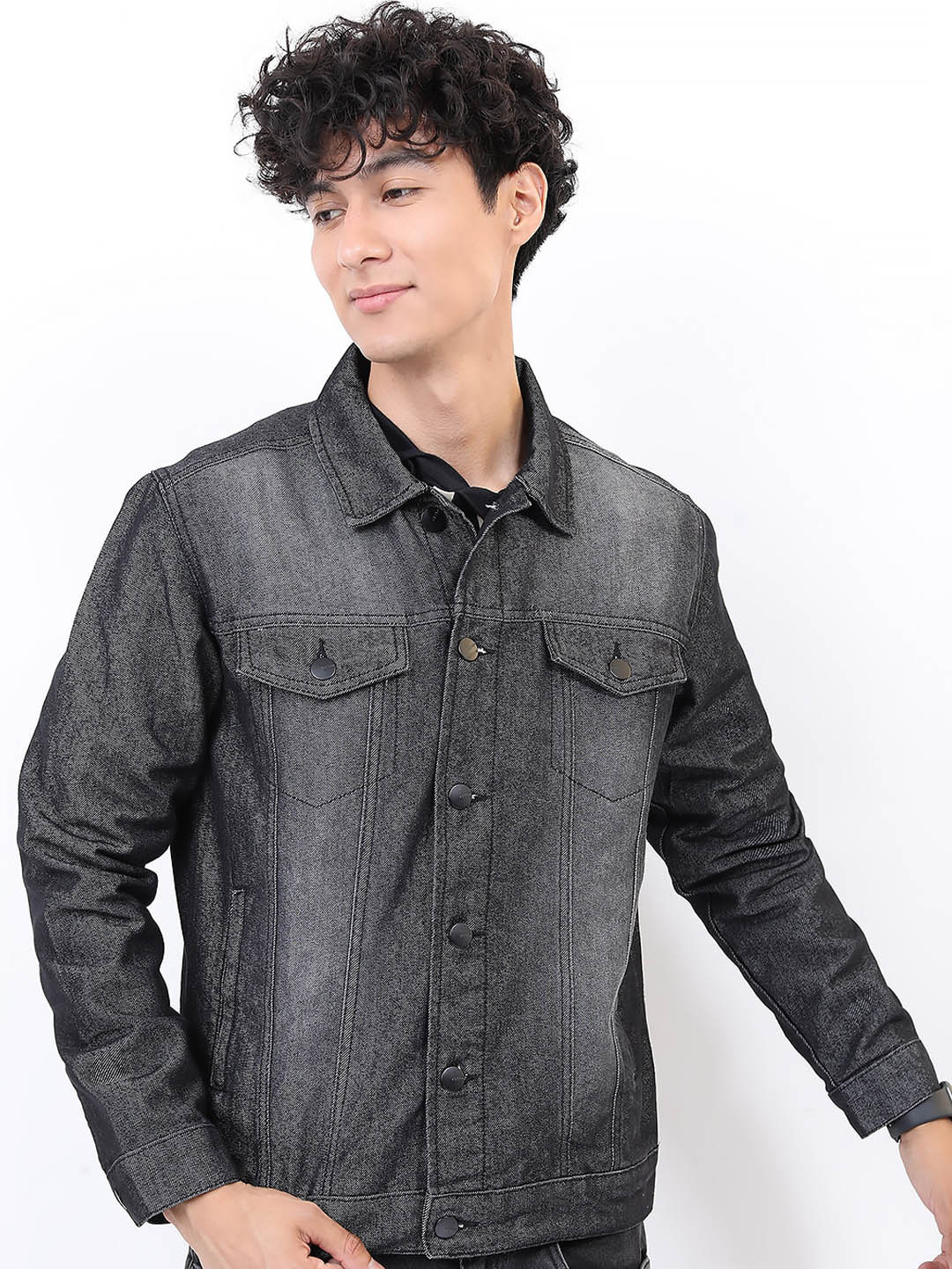 Buy KETCH Men Black Long Sleeves Denim Jacket - Jackets for Men ...
