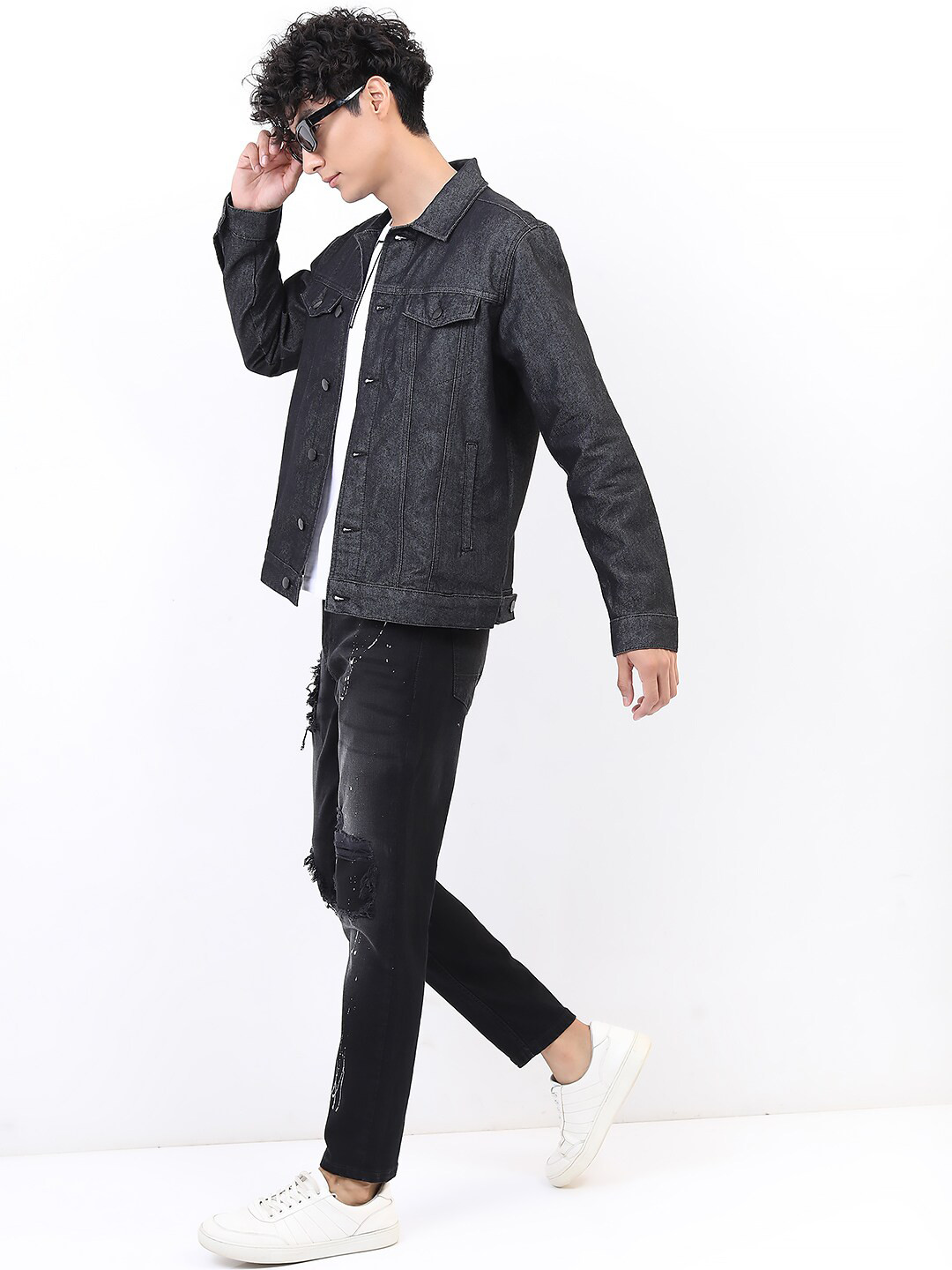 Buy KETCH Men Black Solid Washed Denim Jacket - Jackets for Men ...