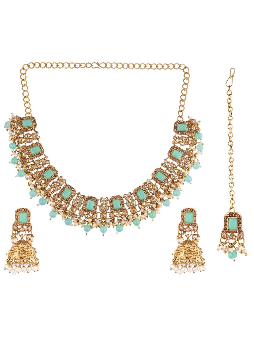 Buy Efulgenz Gold Plated & Blue Crystal Studded Jewellery Set ... Buy Efulgenz Gold Plated & Blue Crystal Studded Jewellery Set ...