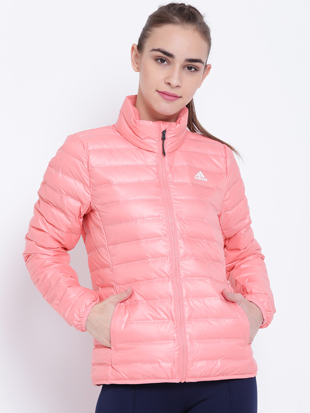 Buy ADIDAS Women Peach Coloured Varilite Solid Puffer Jacket - Jackets ...
