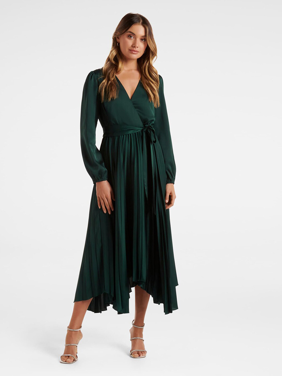 Buy Forever New Cuffed Sleeves Asymmetric Fit And Flare Party Midi ...