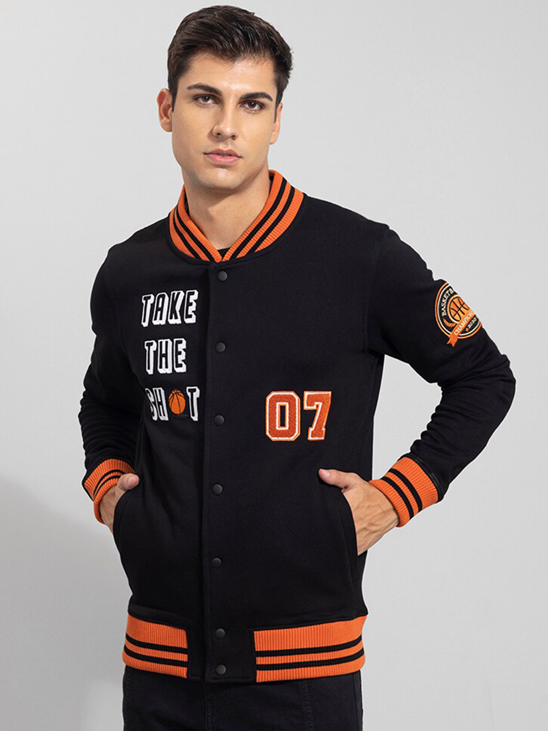 Buy Snitch Men Black & Red Cotton Colourblocked Bomber Jacket - Jackets ...